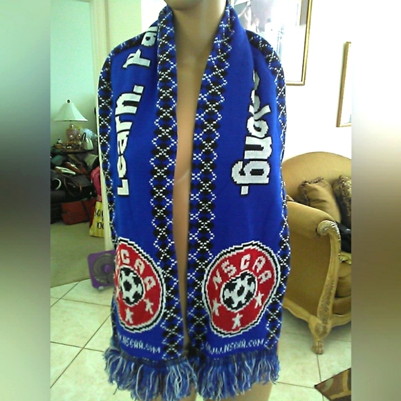 NCSAA | Accessories | Thick Knit Blue Nscaa Soccer Scarf Heavy Fringe ...